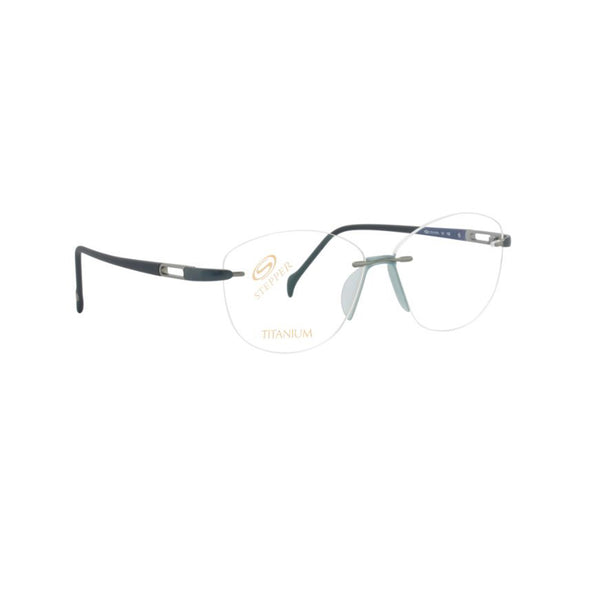 Stepper Titanium Blue Cat-eye Metal Rimless Eyeglasses. Made in German